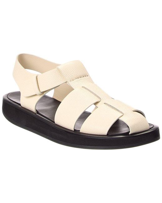 The Row Fisherman Leather Sandal in White | Lyst UK
