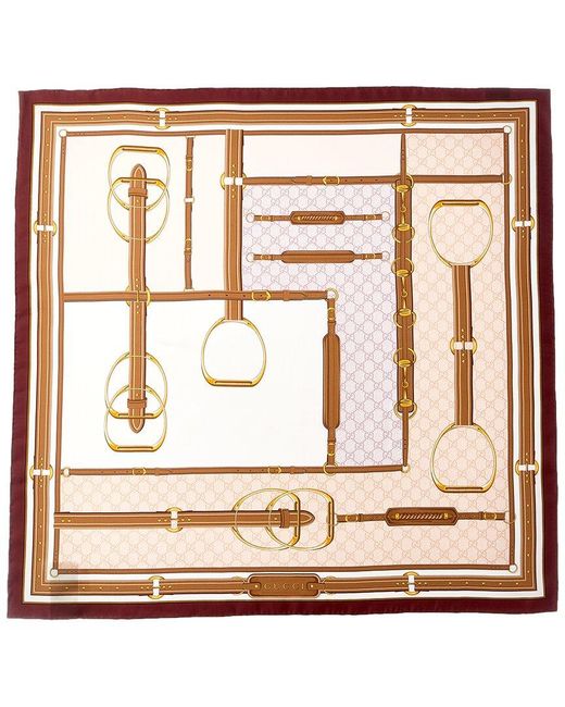 Gucci Horsebit & Gg Print Silk Scarf in Metallic | Lyst UK