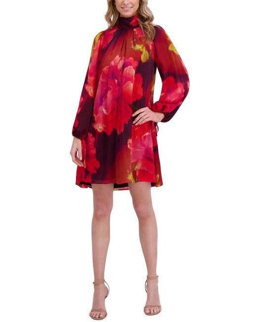 Ted Baker Bow Neck Mini Dress in Red | Lyst UK