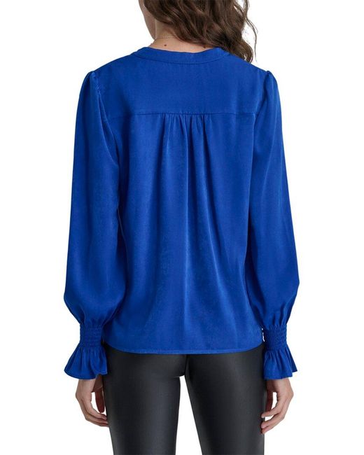 DKNY Split Neck Top in Blue | Lyst UK
