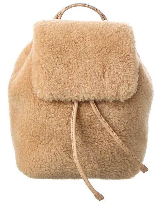Brunello Cucinelli Wool & Leather Backpack in Natural | Lyst