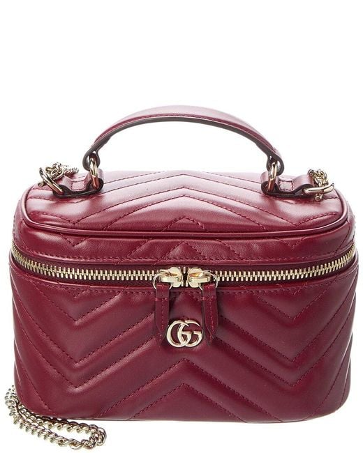 Gucci Gg Marmont Mini Leather Vanity Bag in Purple | Lyst