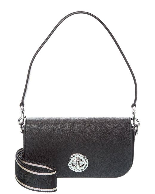 Marc Jacobs Signet Turnlock Leather Shoulder Bag in Black | Lyst