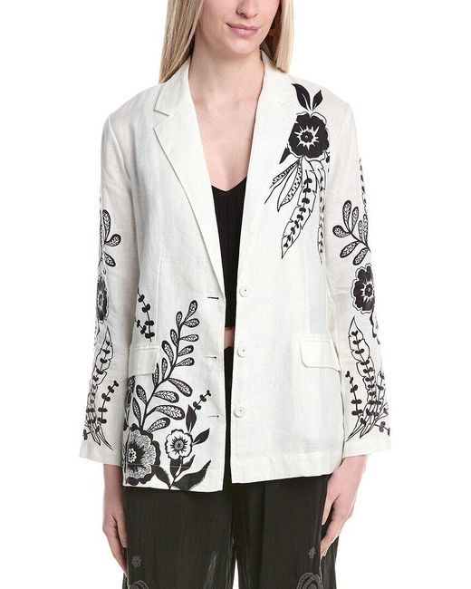 Johnny Was Ezra Linen Blazer in White | Lyst UK