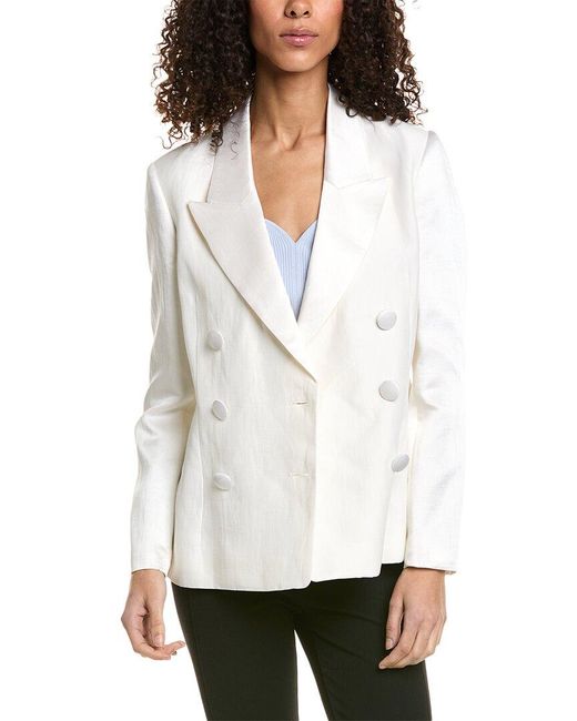 Ted Baker Linen-Blend Jacket in White | Lyst