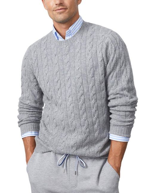 J.McLaughlin Eamon Solid Cable Cashmere Sweater in Grey for Men | Lyst UK