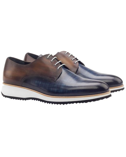 Ike Behar Modus Leather Derby Shoe in Blue for Men | Lyst UK