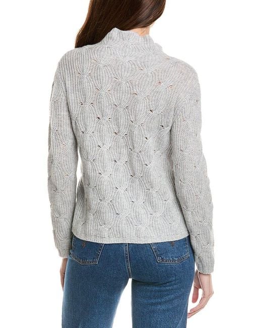 Hannah Rose Shaker Cable Funnel Neck Wool & Cashmere-Blend Sweater in ...
