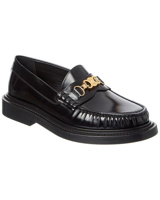 Celine Universite Triomphe Leather Loafer in Black | Lyst