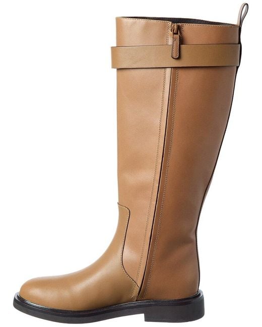 Tory Burch Double T Leather Utility Boot in Brown | Lyst