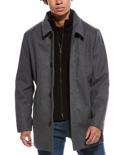 Kenneth Cole Wool-Blend Coat in Black for Men | Lyst UK