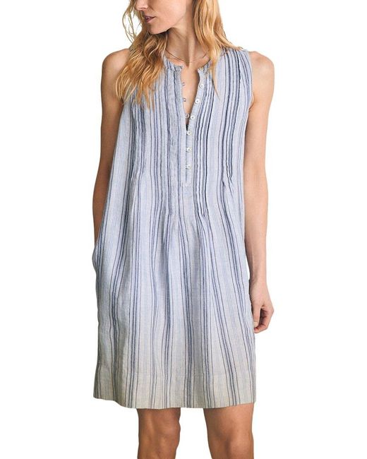 Faherty Isha Linen-Blend Dress in Blue | Lyst