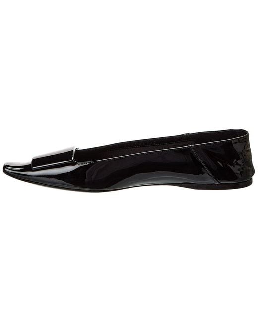 Saint Laurent Poppy Patent Ballerina Flat in Black | Lyst