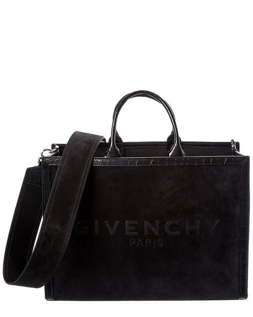 Givenchy G-Tote Medium Suede & Croc-Embossed Leather Tote in Black | Lyst