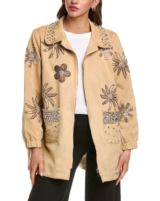 Beulah London Embellished Jacket in Natural | Lyst UK