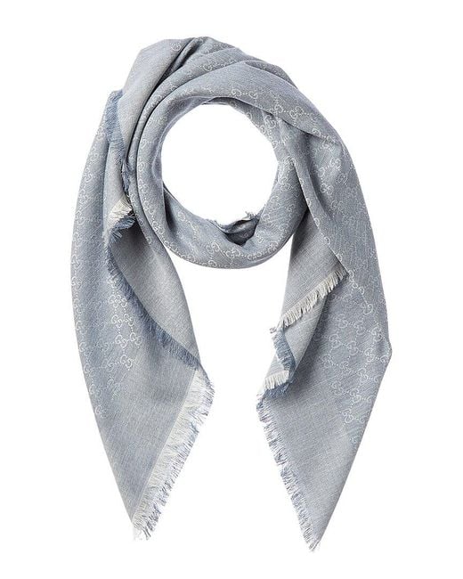 Gucci Gg Denim Silk Shawl in Blue | Lyst UK