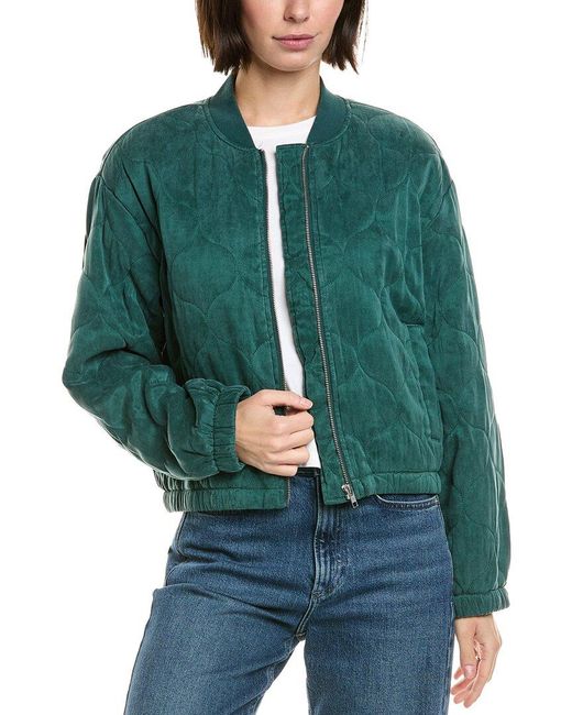 Bella Dahl Wynter Quilted Bomber Jacket in Green | Lyst UK