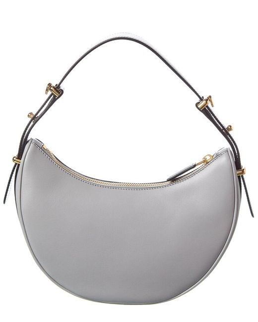 Prada Logo Leather Hobo Bag in Gray | Lyst