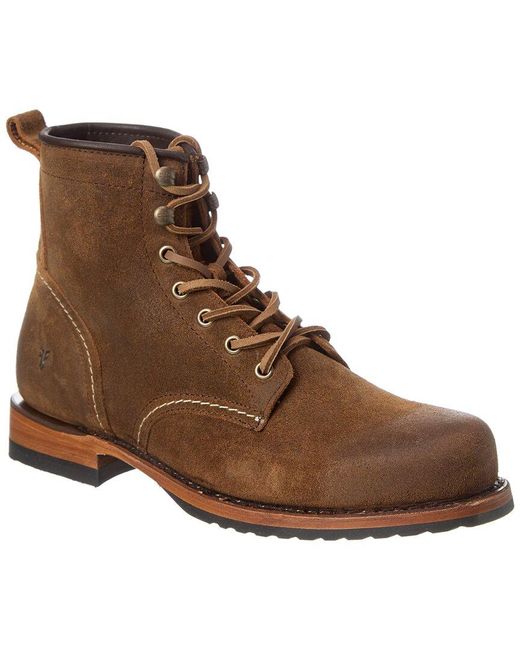 Frye Hudson Plain Toe Leather Work Boot in Brown for Men | Lyst