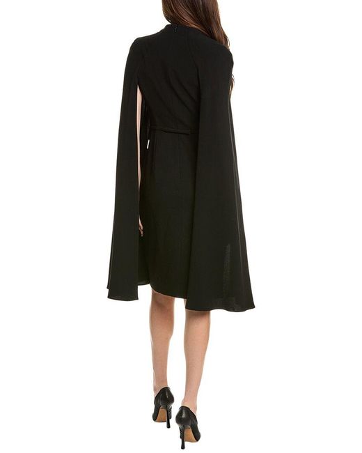 Teri Jon Cape Sleeve Mini Dress in Black | Lyst
