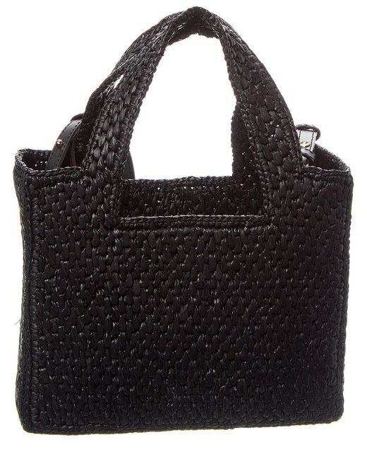 Loewe Font Mini Raffia Tote in Black | Lyst