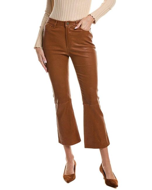 FRAME Frame Le Crop Leather Tobacco Mini Boot Jean in Brown | Lyst
