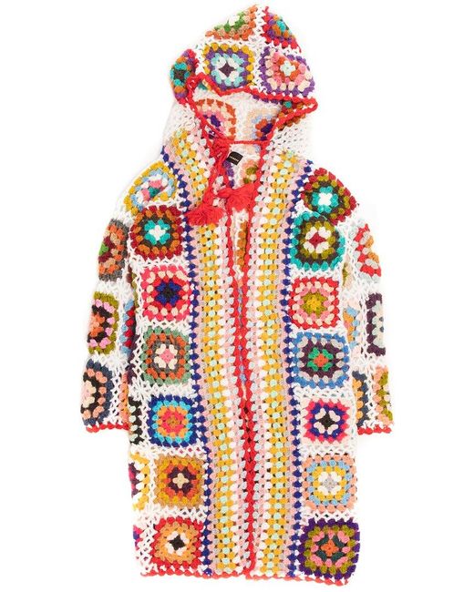 Saachi Hooded Crochet Kimono in Red | Lyst