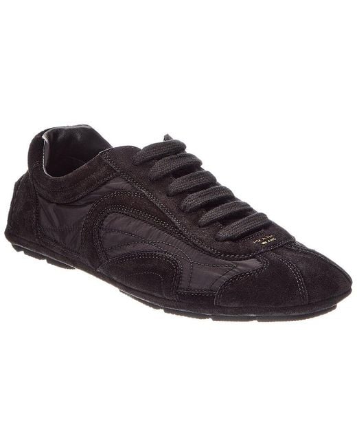 Prada Montecarlo Re-Edition Suede & Nylon Sneaker in Brown | Lyst UK
