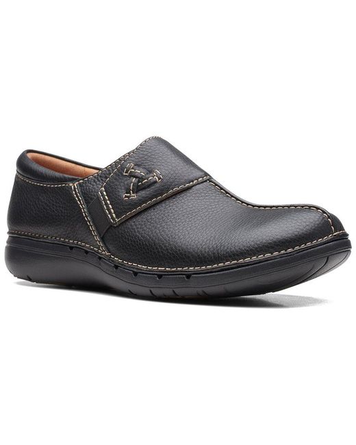 Clarks Un Loop Ave Leather Flat in Black | Lyst