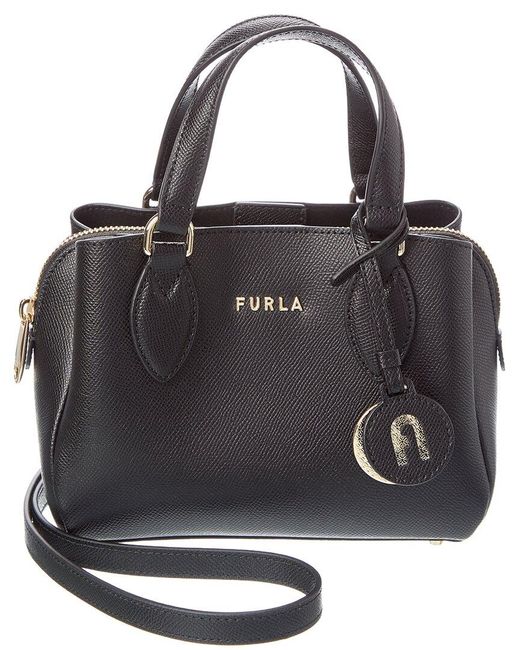 Furla Minerva Xl Leather Mini Leather Tote in Black | Lyst