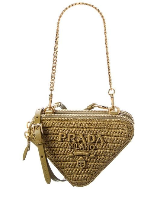 Prada Crochet & Leather Mini Pouch in Metallic | Lyst UK