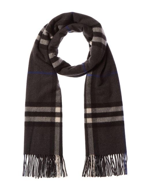 Burberry Wide Check Cashmere Scarf in Black | Lyst UK