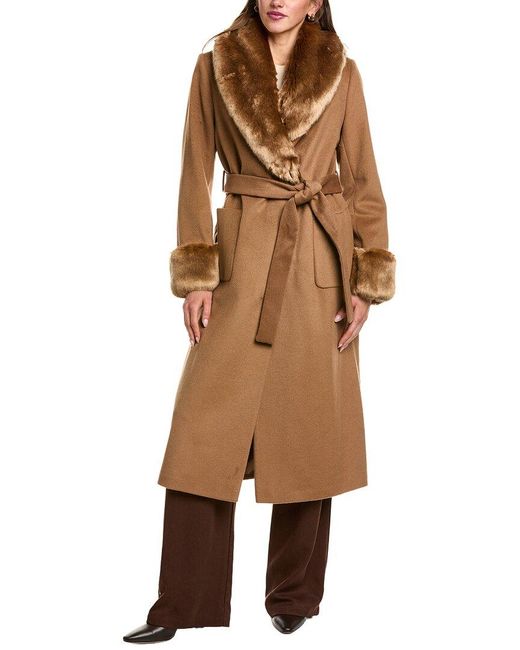 Via Spiga Wool-Blend Coat in Natural | Lyst UK