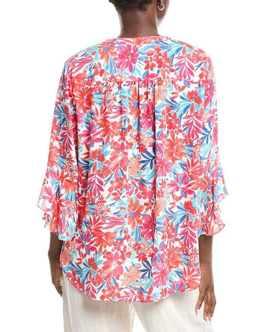 Jones New York Y-Neck Blouse in Red | Lyst UK