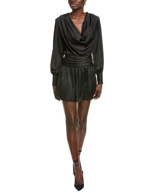Ramy Brook Vena Satin Mini Dress in Black | Lyst UK