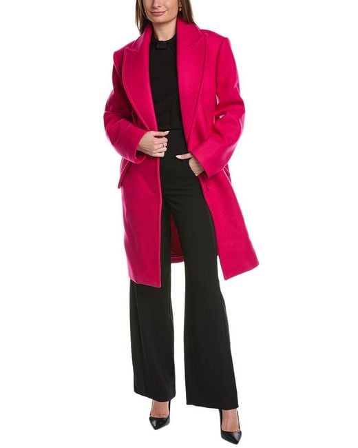 Michael Kors Wool Melton Reefer Coat in Red | Lyst
