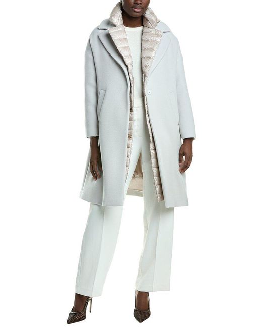 Herno Twofer Wool-Blend Down Coat in White | Lyst UK