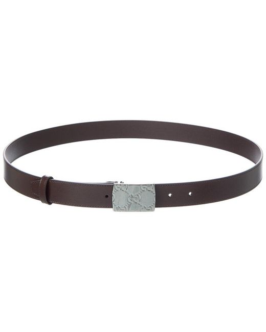 Gucci Rectangular Buckle Leather Belt in Brown for Men | Lyst