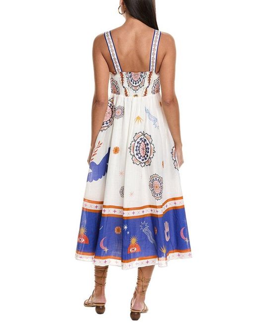 Johnny Was Luisa Linen Midi Dress in White | Lyst UK