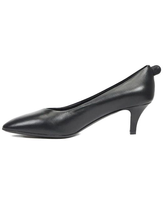 Ferragamo Kitten-Heel Leather Pump in Black | Lyst