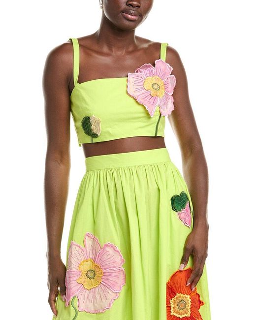 Oscar de la Renta Oversized Poppy Top in Green | Lyst UK
