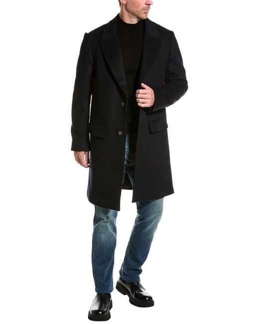 Ted Baker Wool-Blend Overcoat in Black for Men | Lyst