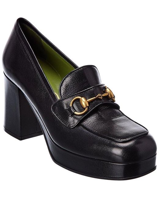 Gucci Leather Platform Loafer in Black | Lyst
