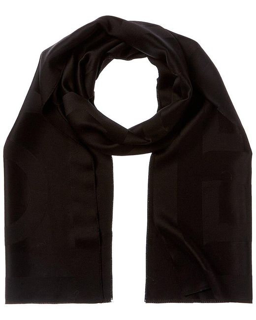 Ferragamo Logo Wool Oblong Scarf in Black | Lyst UK