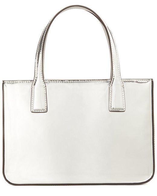Kate Spade Sam Icon Metallic Leather Square Tote in White | Lyst