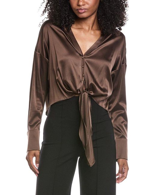 Ramy Brook Farrah Silk-Blend Blouse in Black | Lyst UK