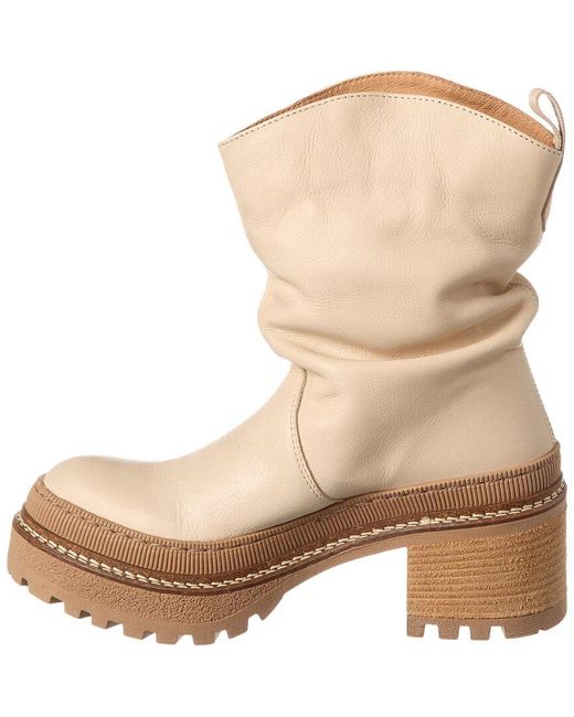 Free People Mel Slouch Leather Boot in Natural | Lyst