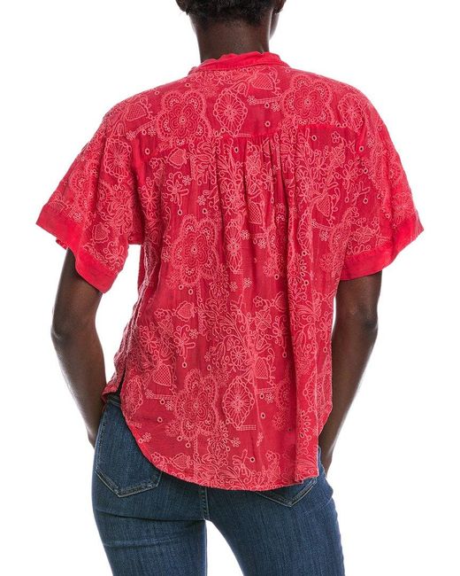 Johnny Was The Audrey Short Sleeve Shirt in Red | Lyst UK