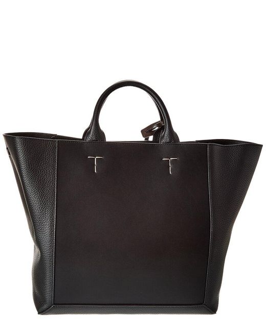 Tod's Logo Double Up Medium Leather Tote in Black | Lyst