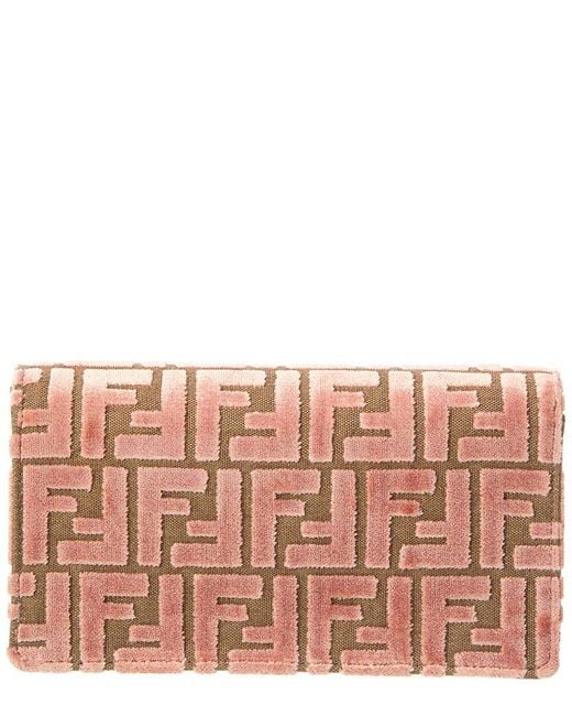 Fendi Baguette Ff Velvet & Leather Wallet On Chain in Pink | Lyst UK